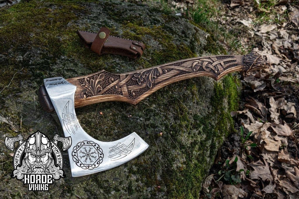 Hache Viking décorée de Motifs Scandinaves | Horde Viking